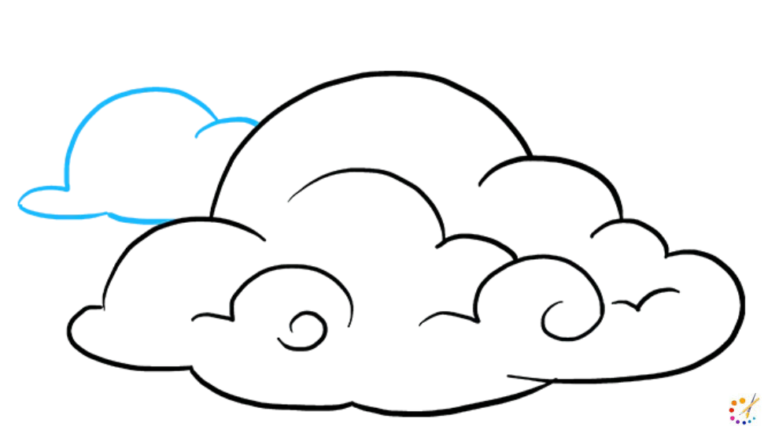 How to Draw Clouds Step By Step - For Kids & Beginners