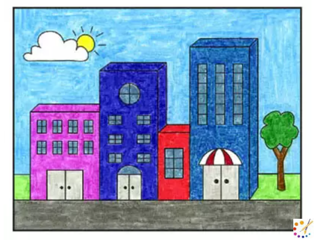 How To Draw Buildings Step By Step – For Kids & Beginners