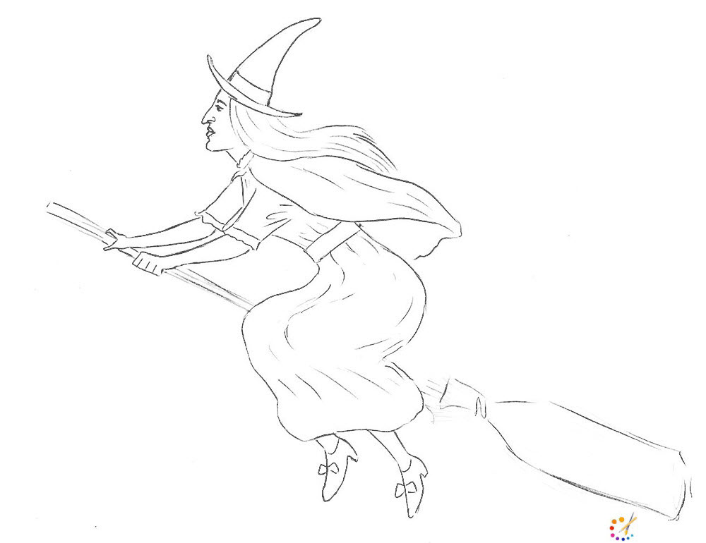 How to Draw a Witch Step By Step – For Kids & Beginners