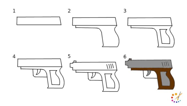 How to Draw a Gun Step By Step – For Kids & Beginners