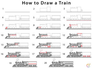 How to Draw a Train Step By Step - For Kids & Beginners