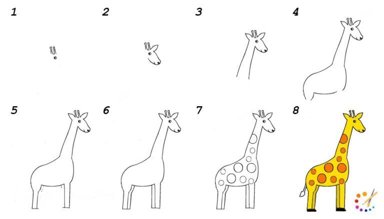 How to Draw a Giraffe Step By Step – For Kids & Beginners
