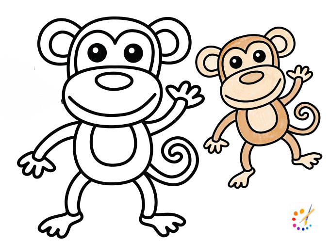 How to draw monkey step by step for kids and beginners