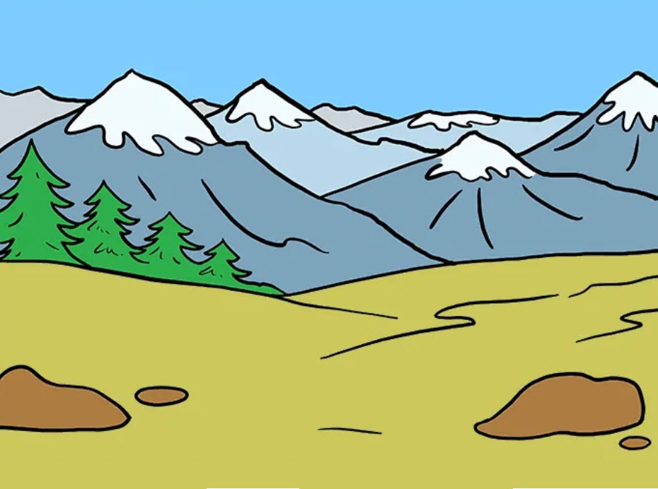 How to Draw Mountains Step By Step – For Kids & Beginners