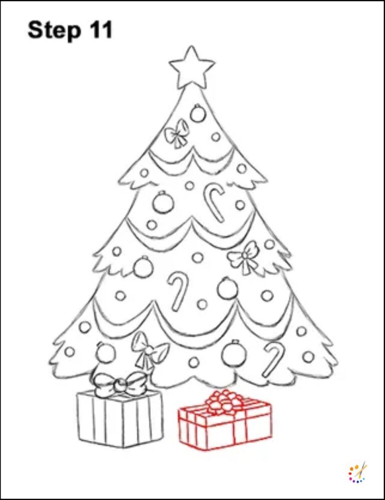 How to Draw a Christmas Tree Step By Step – For Kids