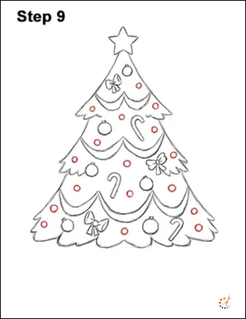 How to Draw a Christmas Tree Step By Step – For Kids