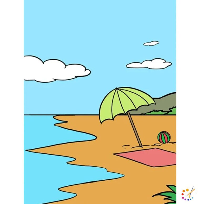 How to Draw a Beach Step By Step – For Kids & Beginners