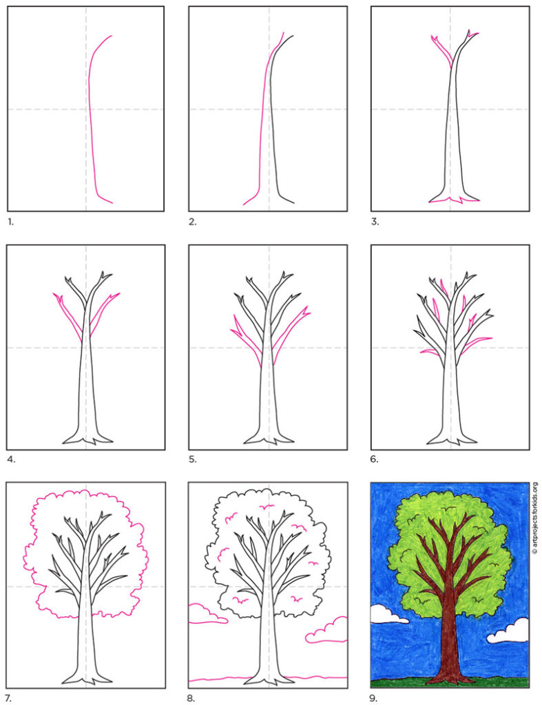 How To Draw A Tree Step By Step Guide – For Kids & Beginners