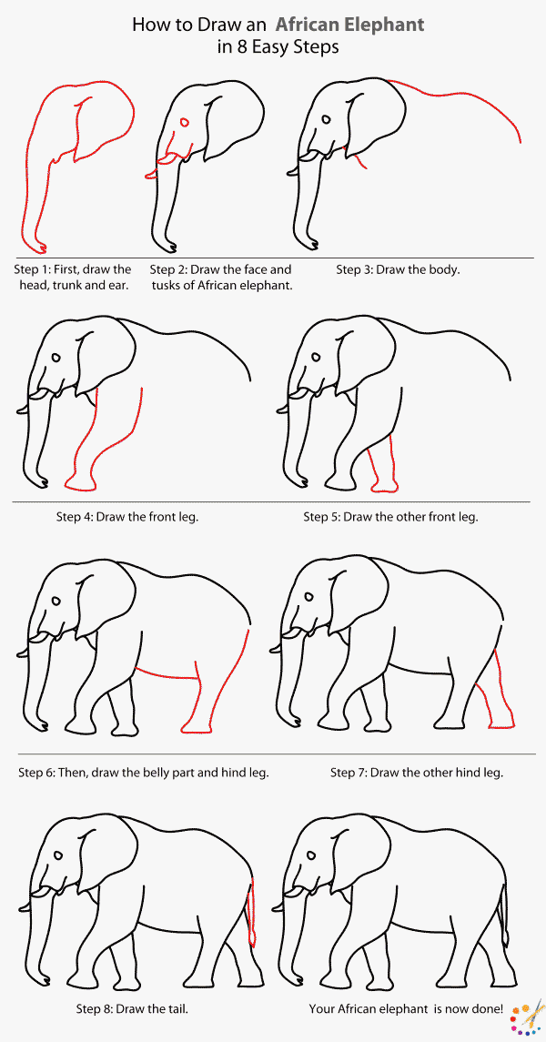 How to Draw an Elephant Step By Step – For Kids & Beginners