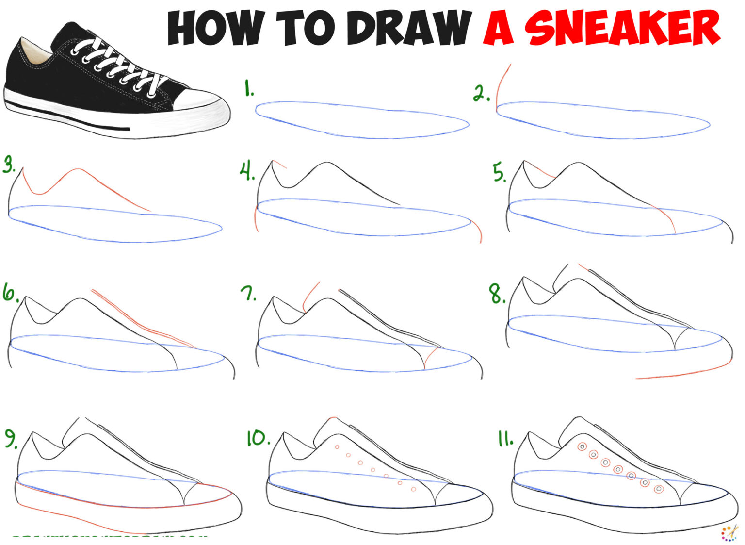 How to Draw Shoes Step By Step - For Kids & Beginners