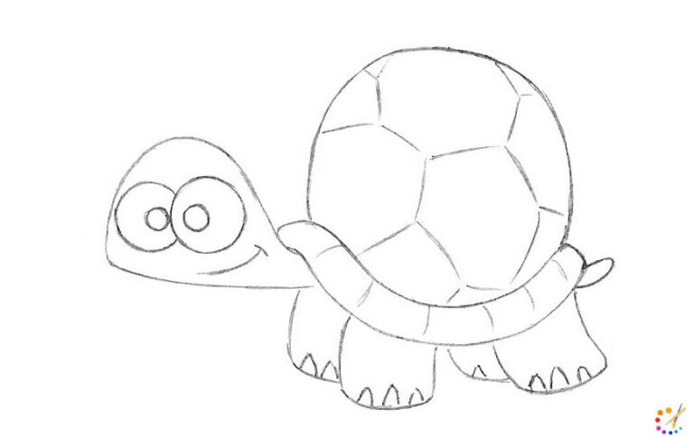 How To Draw A Turtle Step By Step - For Kids & Beginners