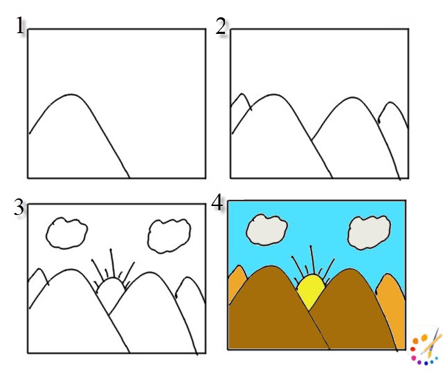 How to Draw Mountains Step By Step – For Kids & Beginners