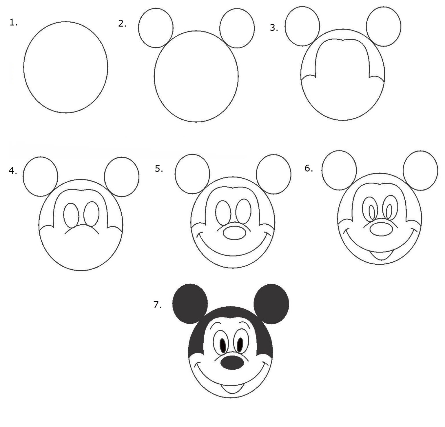 How to draw Mickey Mouse Step By Step – For Kids & Beginners