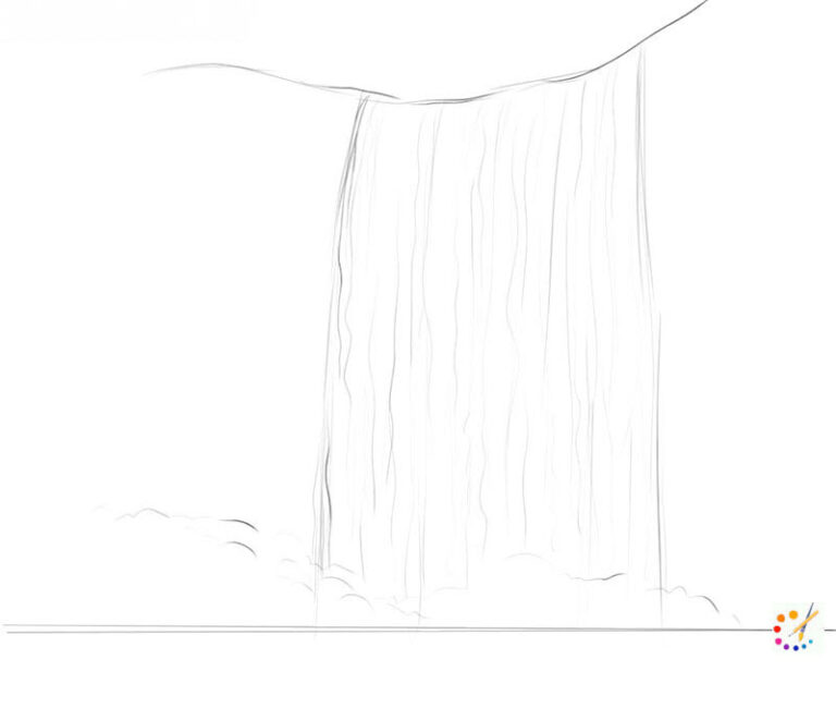 How to Draw a Waterfall Step By Step – For Kids & Beginners