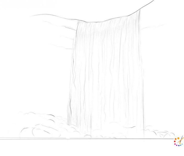 How to Draw a Waterfall Step By Step – For Kids & Beginners