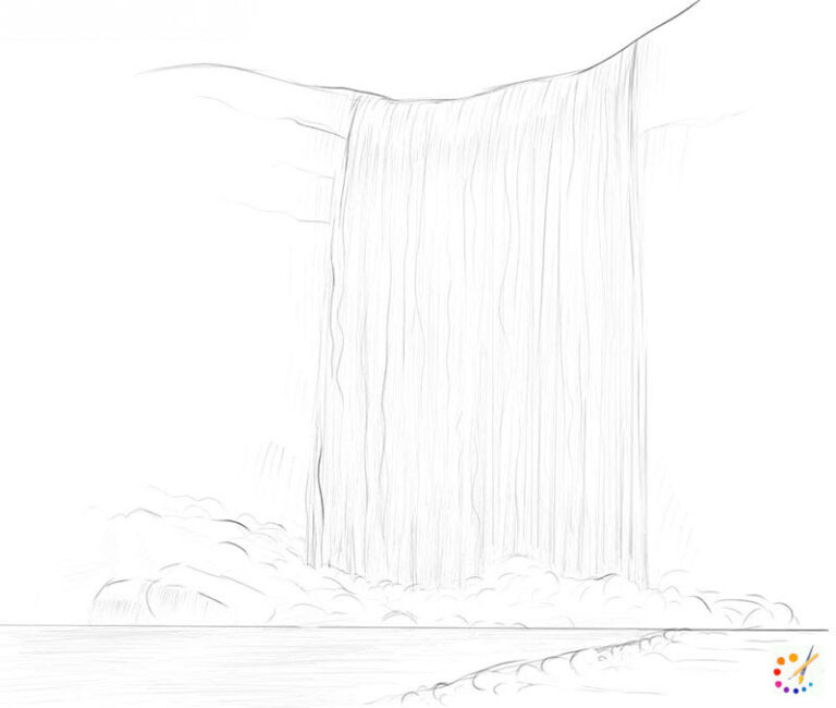 How to Draw a Waterfall Step By Step – For Kids & Beginners