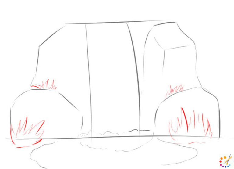 How to Draw a Waterfall Step By Step – For Kids & Beginners