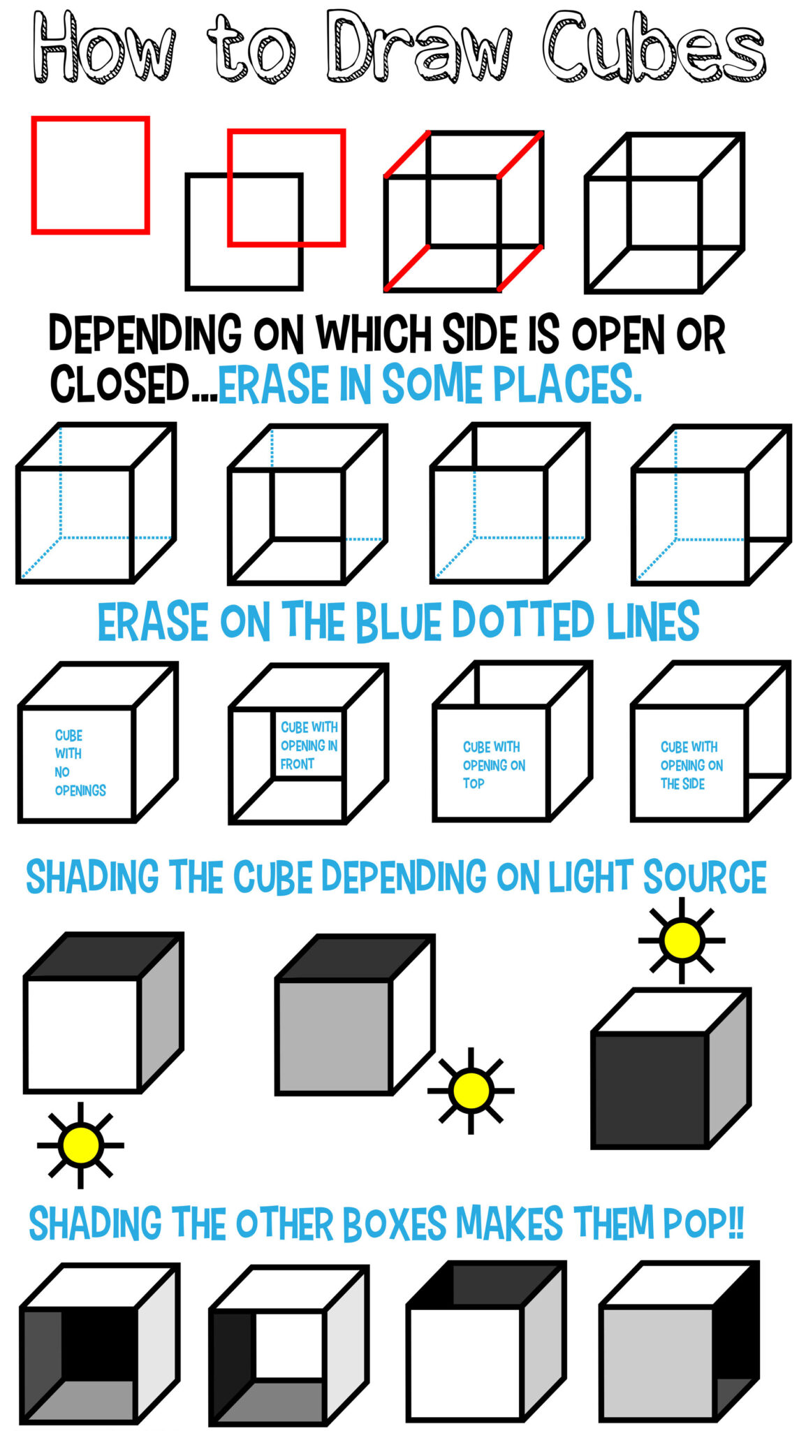How to Draw a Cube Step By Step - For Kids & Beginners