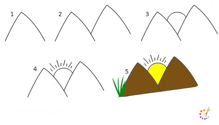 How to Draw Mountains Step By Step – For Kids & Beginners