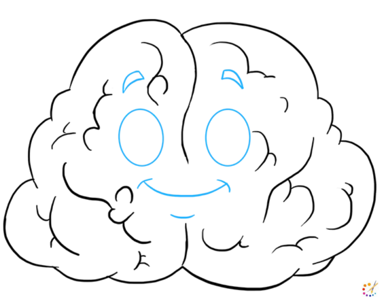 How to Draw A Brain Step By Step - For Kids & Beginners