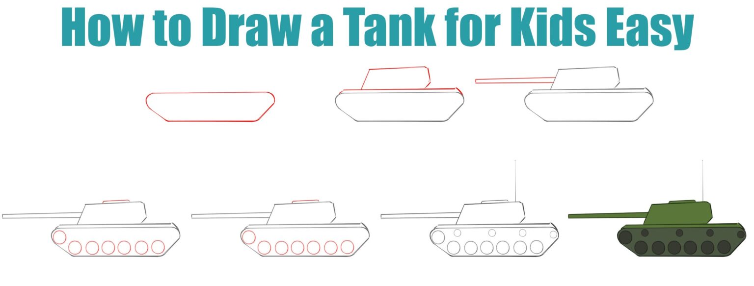 How to Draw a Tank Step By Step – For Kids & Beginners