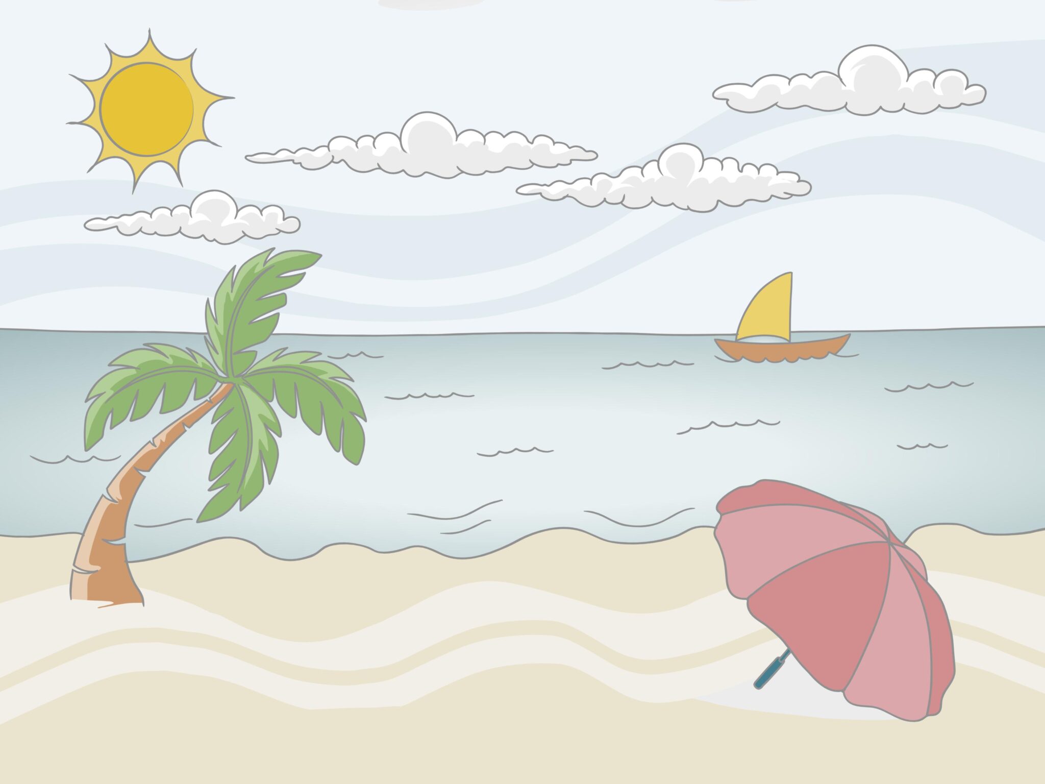 How to Draw a Beach Step By Step – For Kids & Beginners