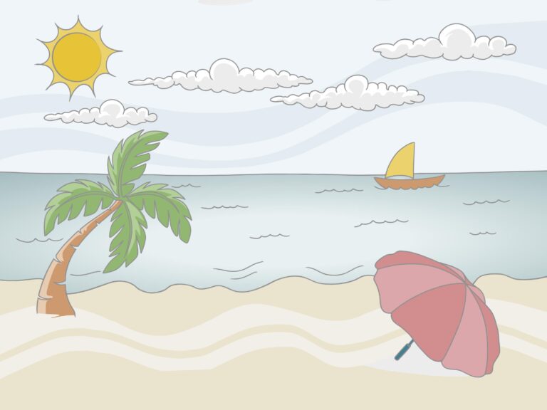 How to Draw a Beach Step By Step – For Kids & Beginners