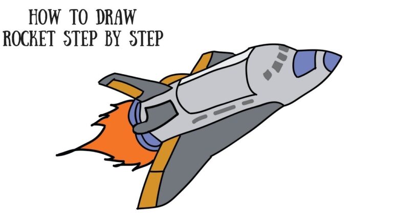 How to Draw a Rocket Step By Step – For Kids & Beginners