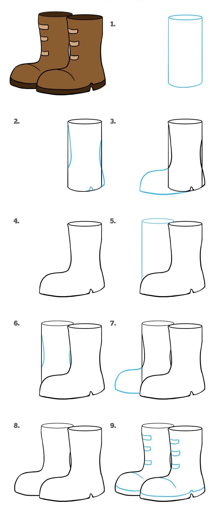 How to Draw Boots Step By Step – For Kids & Beginners