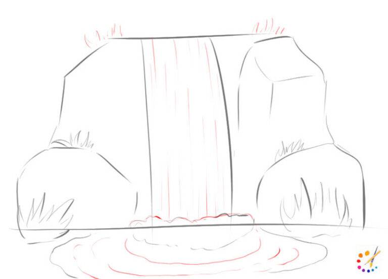 How to Draw a Waterfall Step By Step – For Kids & Beginners