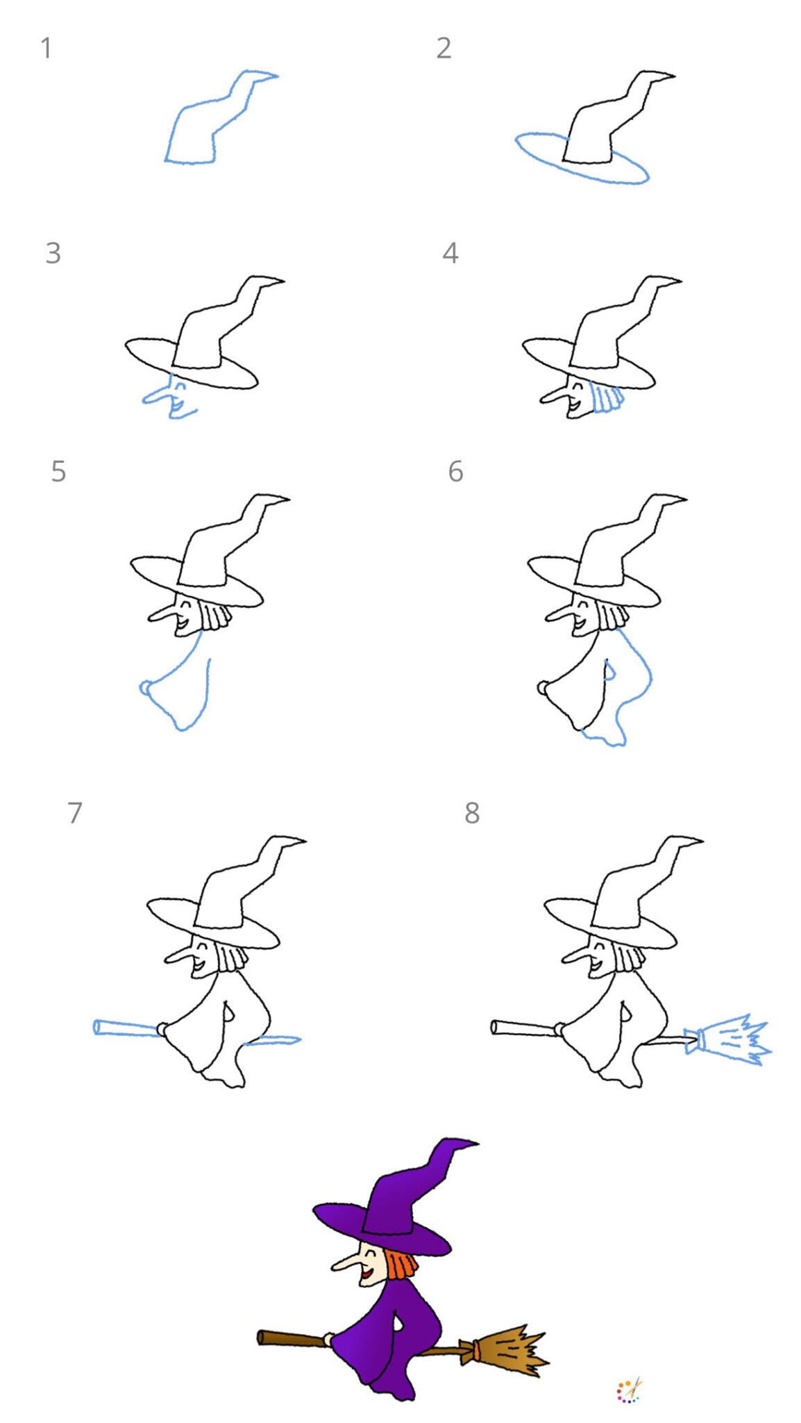 How to Draw a Witch Step By Step – For Kids & Beginners
