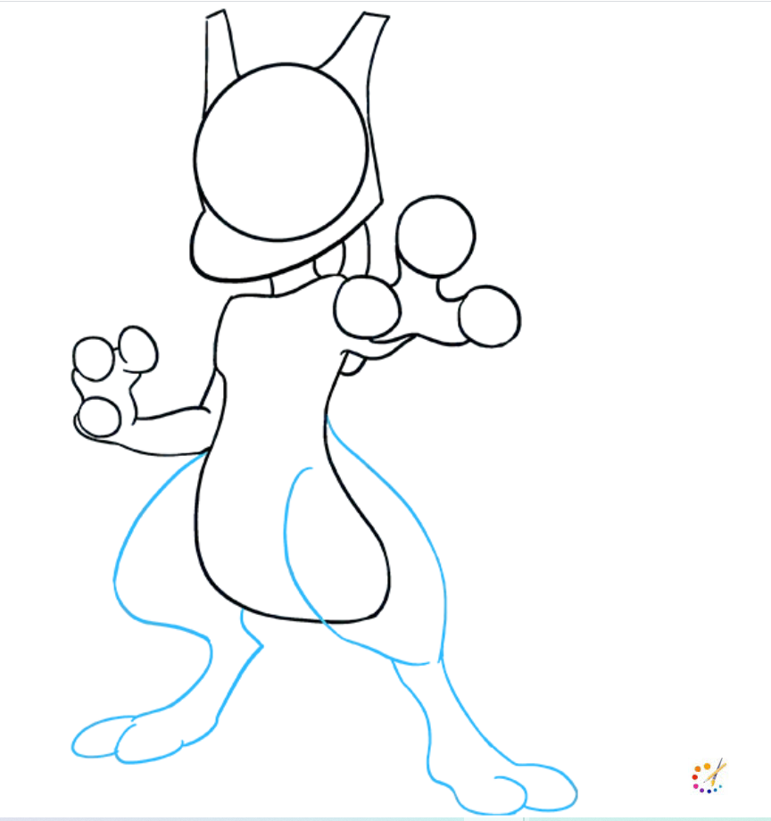 How to Draw Mewtwo Pokemon Step By Step - For Kids & Beginners