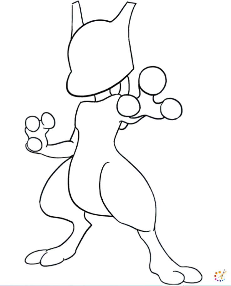 How to Draw Mewtwo Pokemon Step By Step - For Kids & Beginners