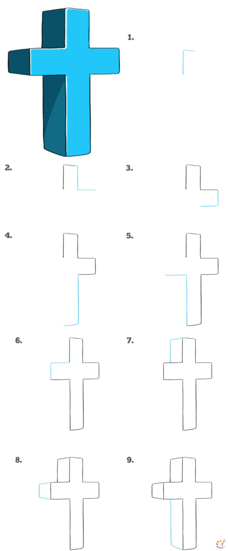 How to Draw a Cross Step By Step – For Kids & Beginners