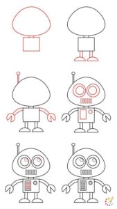 How to Draw Robot Step By Step - For Kids & Beginners