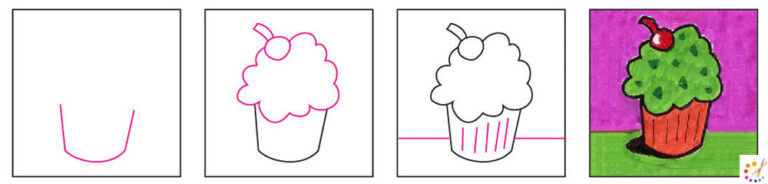 How to Draw A Cupcake Step By Step - For Kids & Beginners