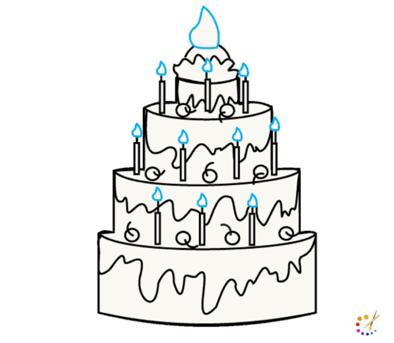How to draw a Cake Step by Step – For Kids & Beginners