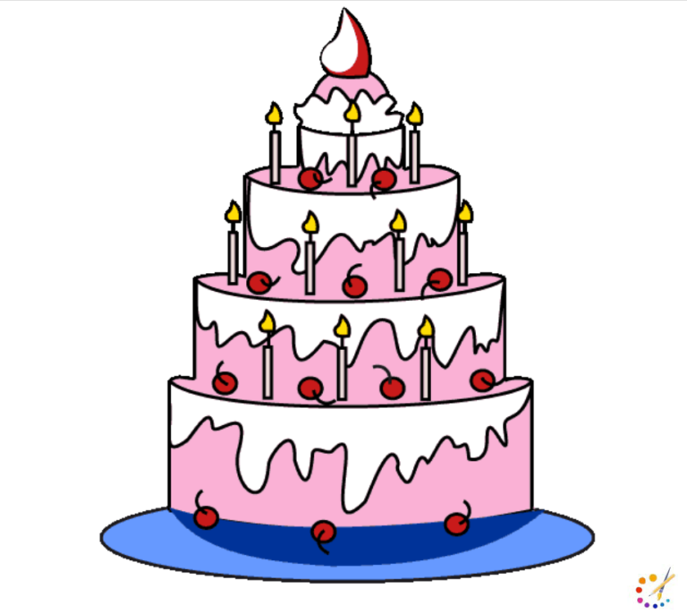 How to draw a Cake Step by Step – For Kids & Beginners