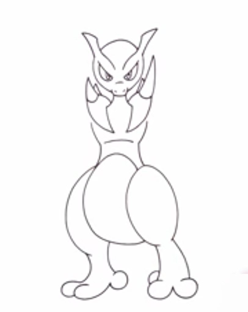 How to Draw Mewtwo Pokemon Step By Step - For Kids & Beginners