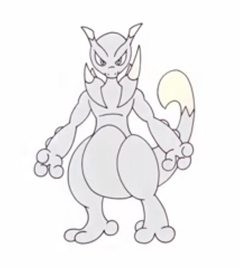 How to Draw Mewtwo Pokemon Step By Step - For Kids & Beginners