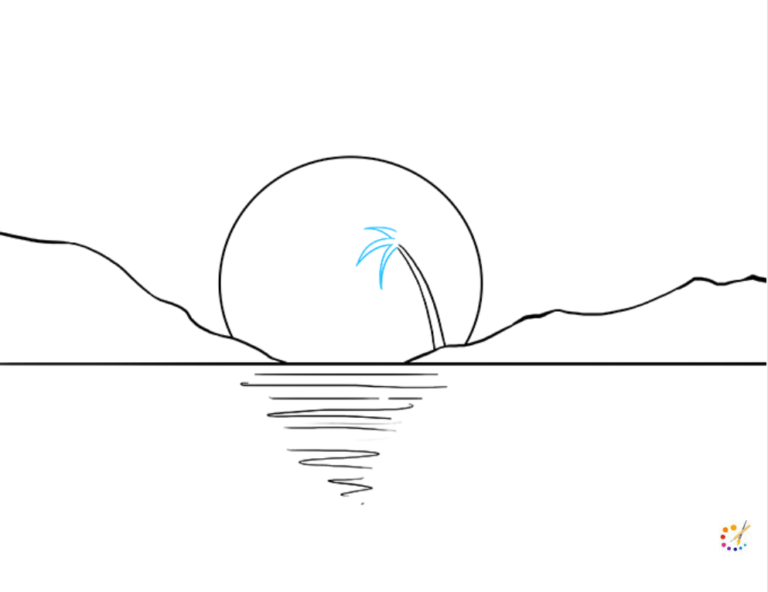 How to draw a Sunset Step By Step – For Kids & Beginners