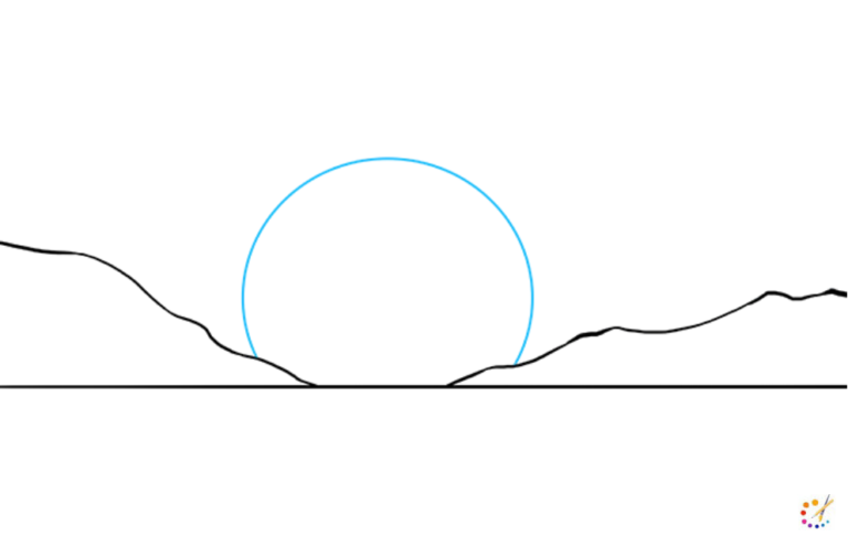 How to draw a Sunset Step By Step – For Kids & Beginners