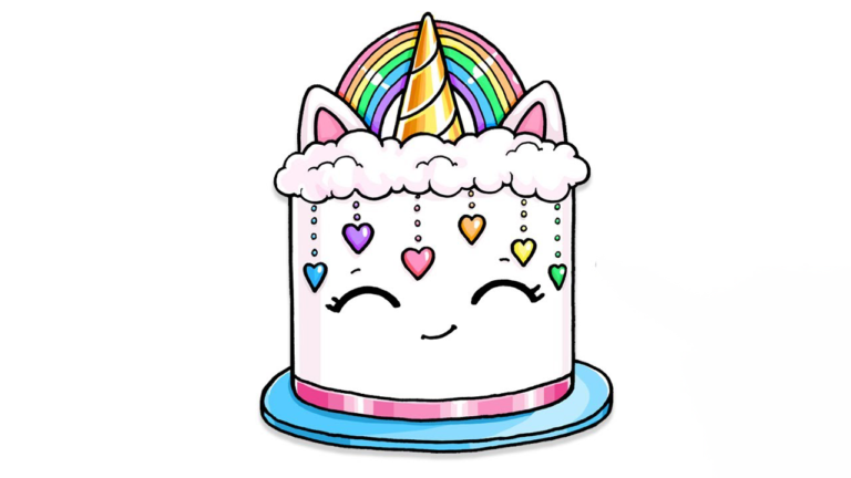 How to draw a Cake Step by Step – For Kids & Beginners
