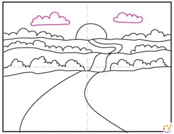 How to draw a Sunset Step By Step – For Kids & Beginners