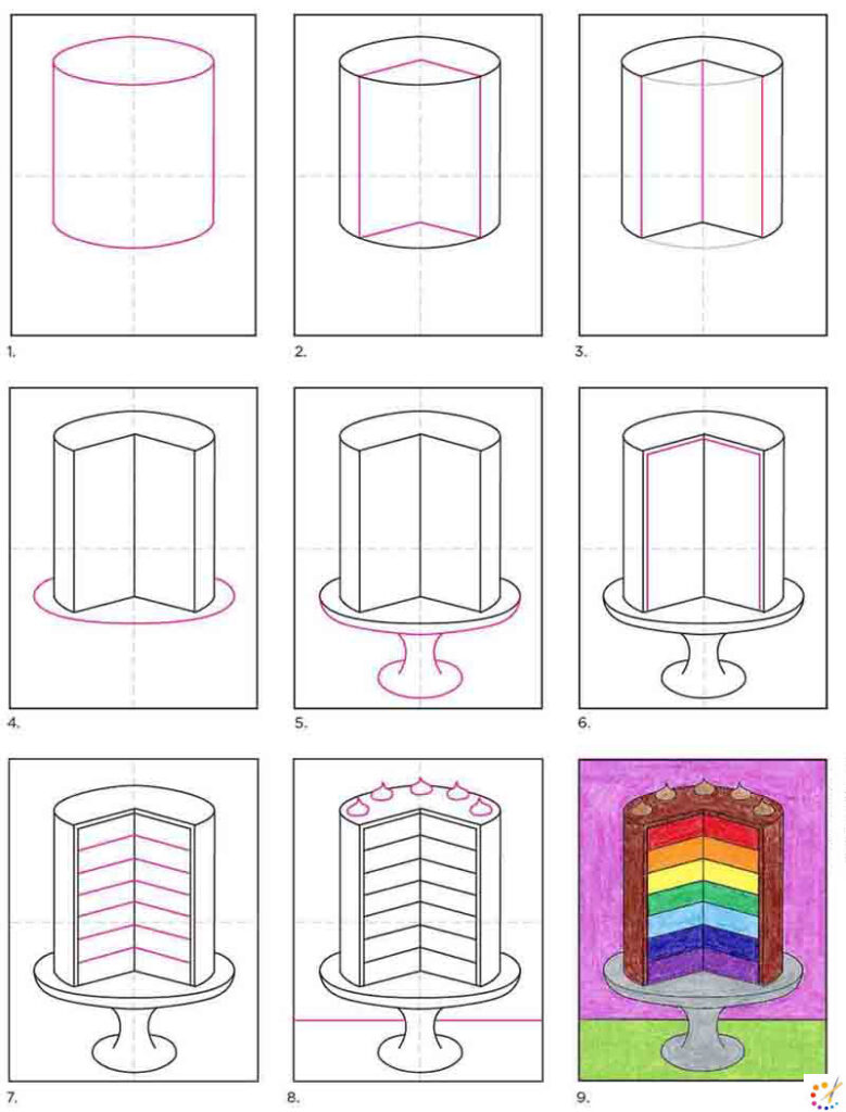 How to draw a Cake Step by Step – For Kids & Beginners