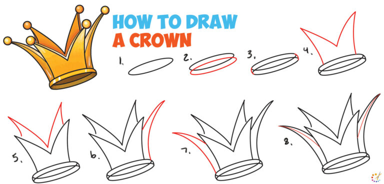 How to draw a Crown step by step - For Kids & Beginner