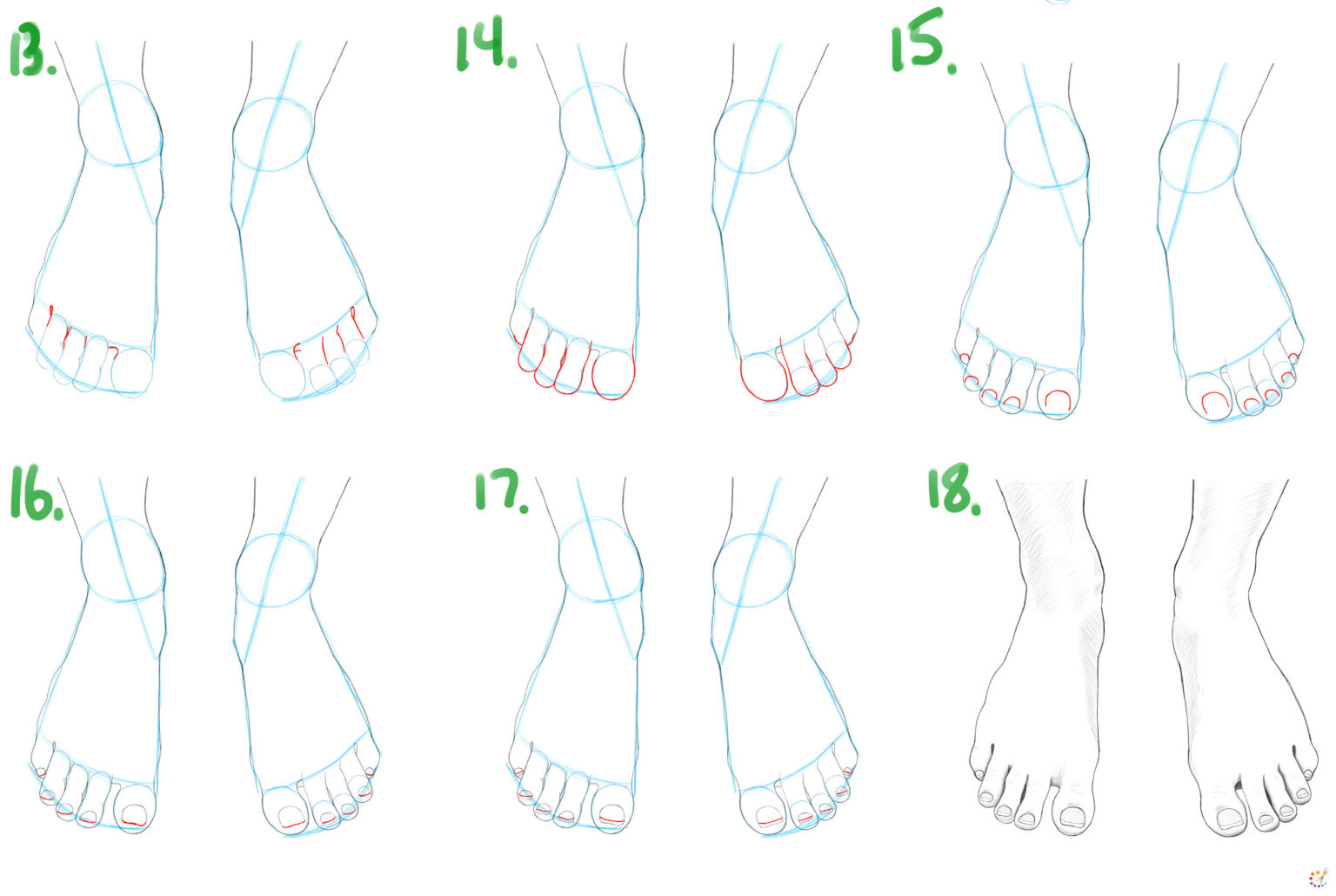 How to draw Feet Step By Step – For Kids & Beginners
