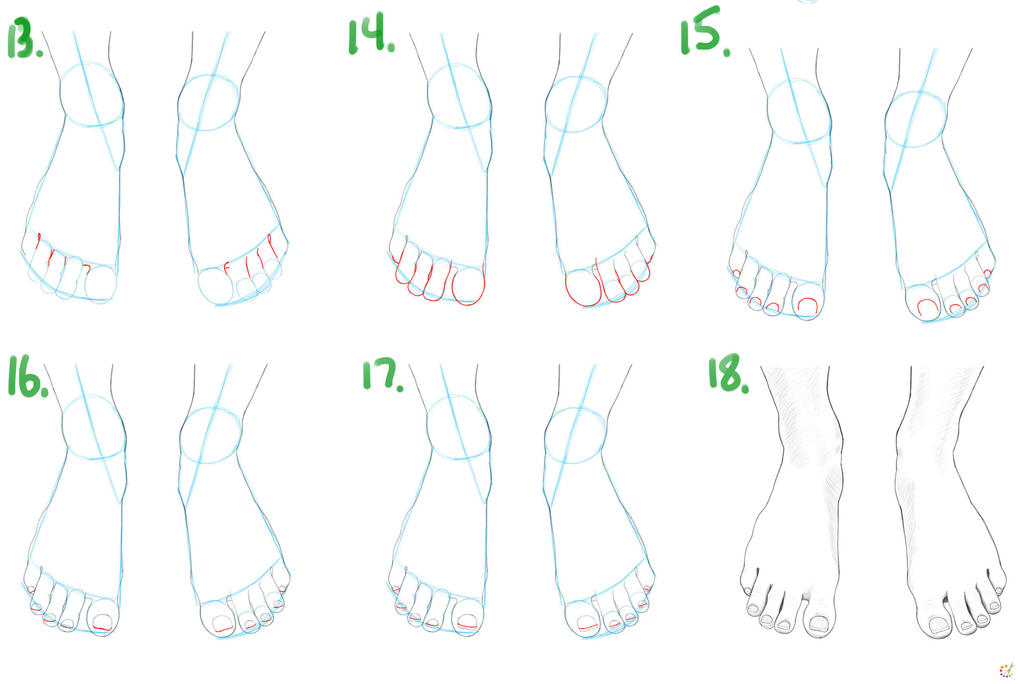 How to draw Feet Step By Step – For Kids & Beginners