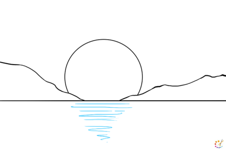How to draw a Sunset Step By Step – For Kids & Beginners