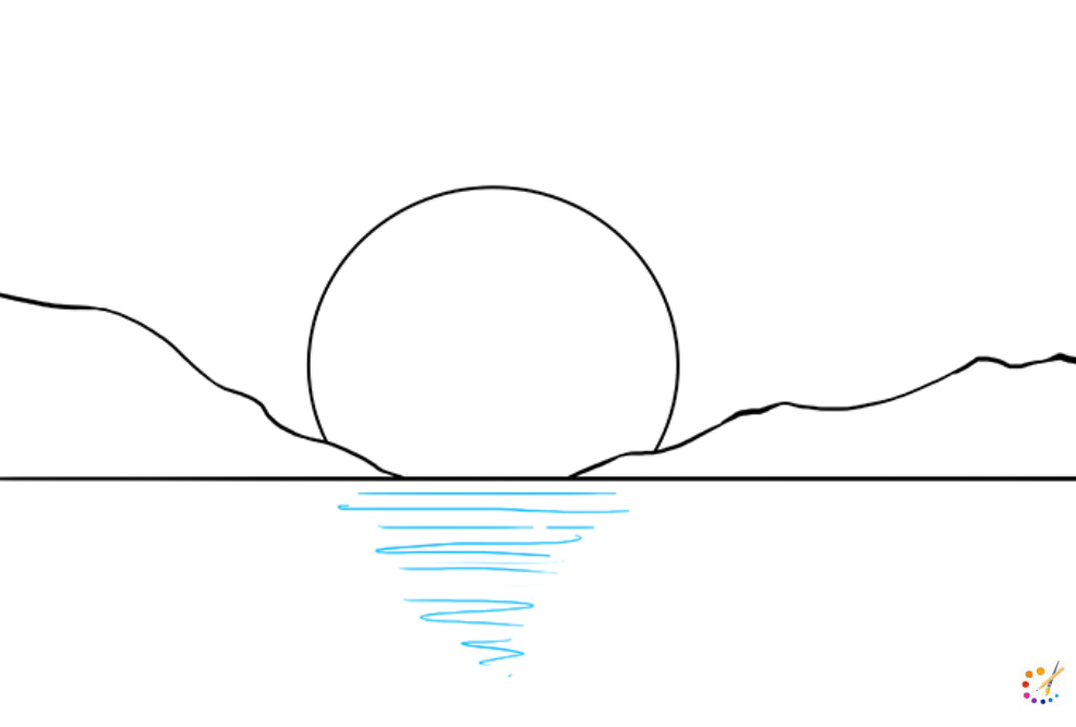 How to draw a Sunset Step By Step – For Kids & Beginners